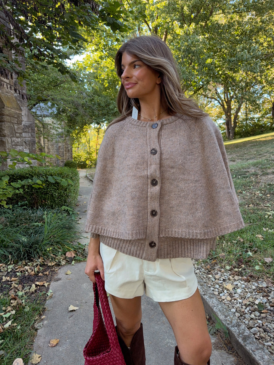 Sinclair Sweater Cape - Taupe (PREORDER 11/7 SHIP) – AVE+LIV