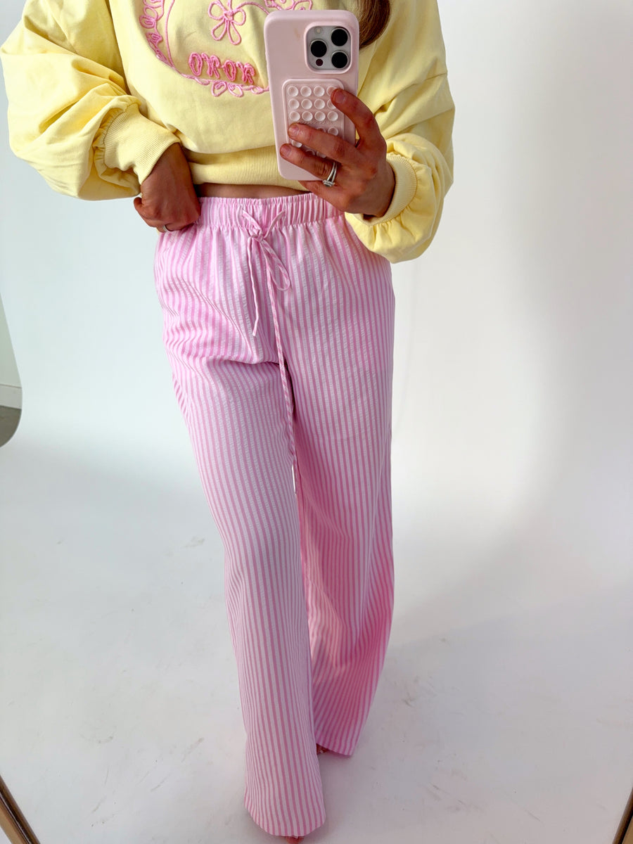 Heartstrings Waist Tie Detail Striped Long Pants - Pink – AVE+LIV
