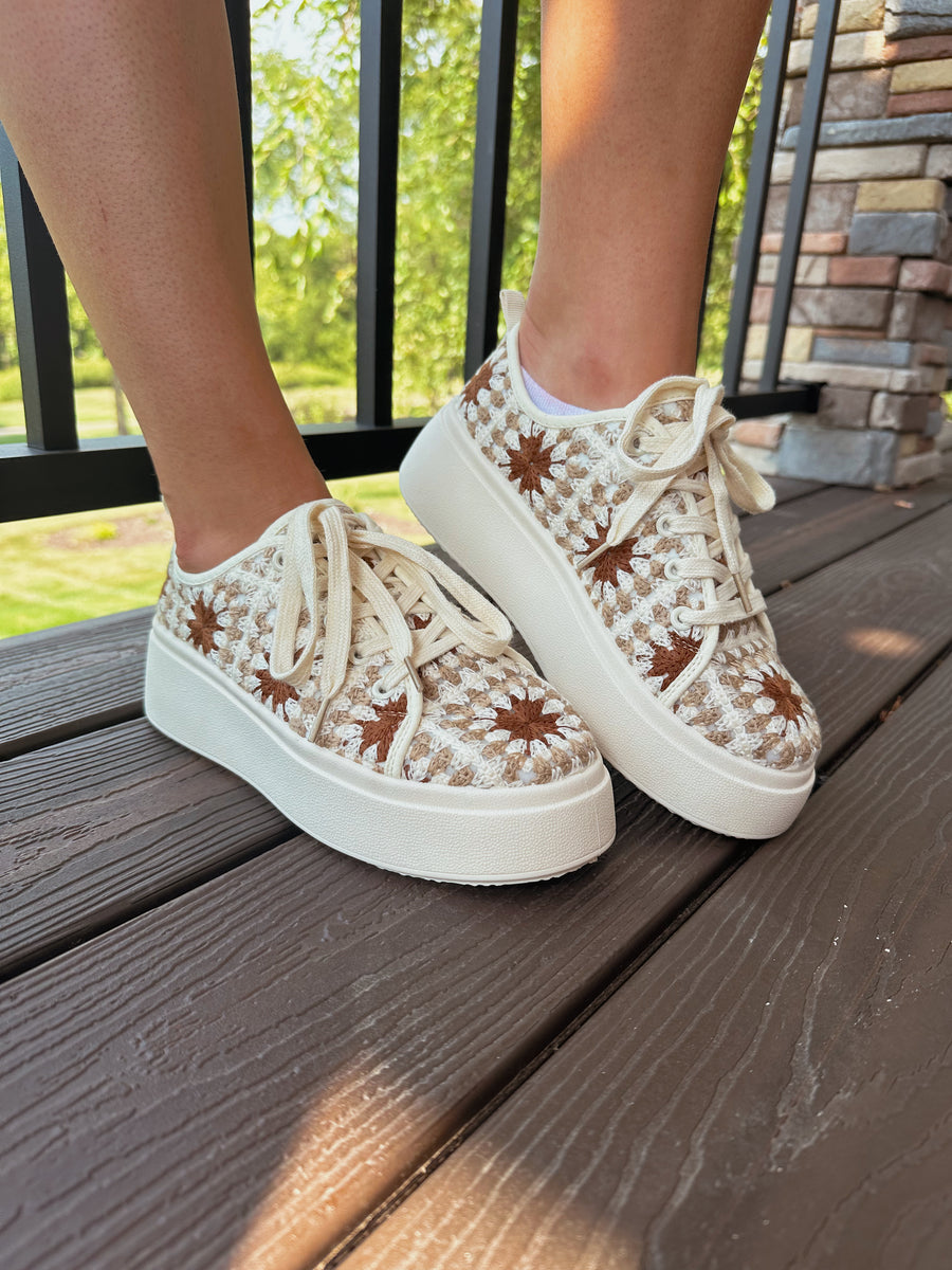 Crochet Platform Sneaker - Mocha / Oatmeal – AVE+LIV