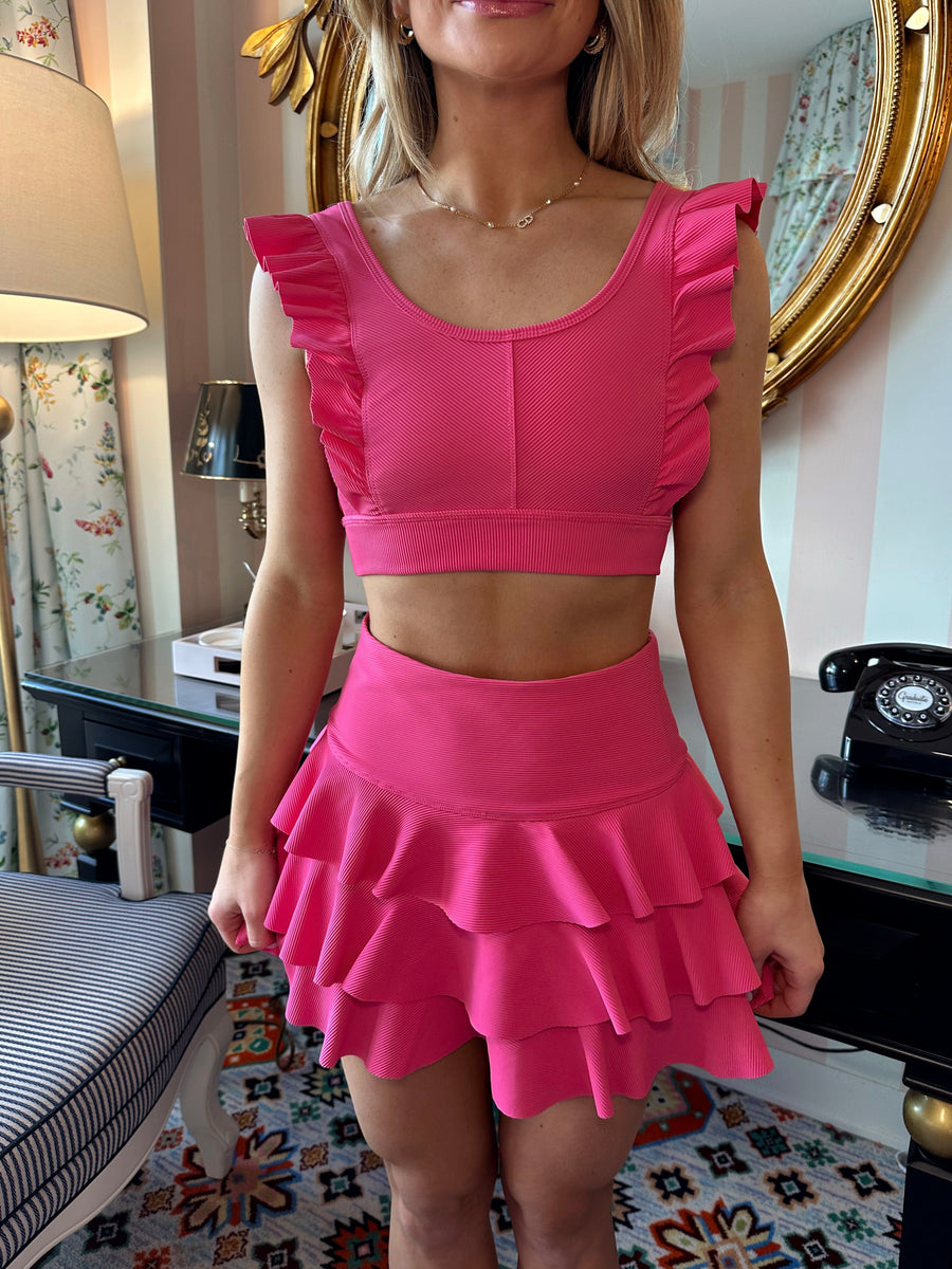Naya Ruffle Sports Bra - Pink Rose – AVE+LIV